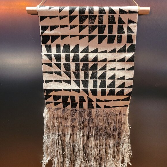 Art | Block Printed Wall Hanging Angled Wave Black | Poshmark